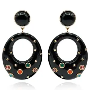 MICHAEL NASH JEWELRY Estelle Studded Hoop Earrings - Black