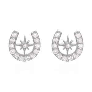 LUNA CHARLES Zada Horseshoe Star Stud Earrings - Silver