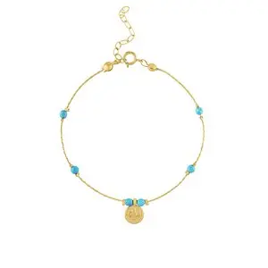 OLIVIA LE Beaded Bracelet With Coin - Blue