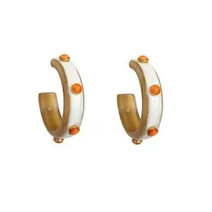 Bounkit Eliza Carnelian Hoop Earrings - White/orange