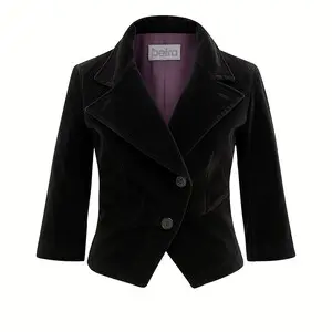 BEIRA Elena Cropped Velvet Blazer - Black