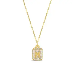 SHYMI Mini Pave Initial Medallion Necklace - Gold