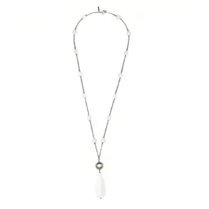 JAREDJAMIN Bianca Segmented Teardrop Pendant Necklace - White