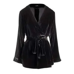 JE MÉRITE (I DESERVE) Silk Velvet Short Robe - Black