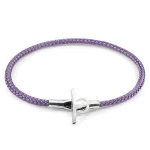ANCHOR & CREW Lilac Cambridge Silver And Rope Bracelet Purple
