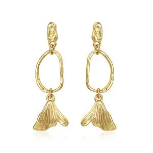 RARE MATTERS JEWELRY Mermaid Tail Drop Earrings - Gold