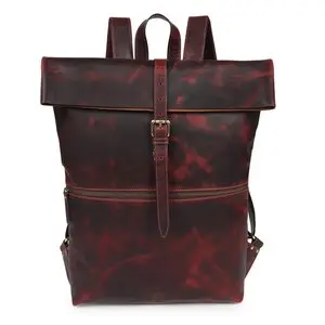 DÖTCH LEATHER Handmade Leather Rolltop Laptop Backpack - Brown
