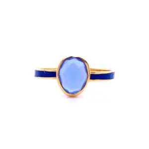 GEM BAZAAR JEWELLERY Blue Chalcedony Ring