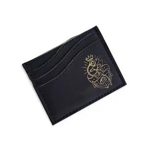 VIDA VIDA Leather Wave Card Holder Dad Tattoo Design - Black