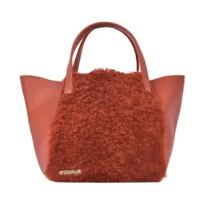 OWEN BARRY Sheepskin And Leather Grab Bag - Orange