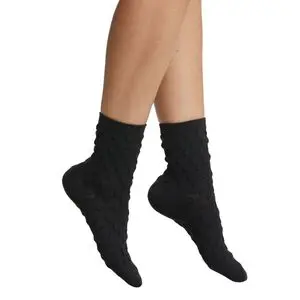 HIGH HEEL JUNGLE BY KATHRYN EISMAN Waffle Combed Cotton Socks Black