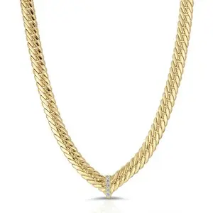 GLAMROCKS JEWELRY Cz Chevron Statement Necklace - Gold