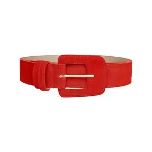 BELTBE Suede Belt With Rectangle Buckle