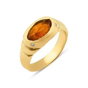 ECE LONDON Ece London The Gaia's Eye Ring In Yellow Gold Vermeil With Hessonite And Zirconia Gold/yellow