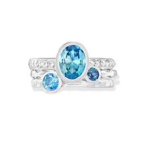 DOWER & HALL Sea Breeze Twinkle Stacking Rings Set - Silver