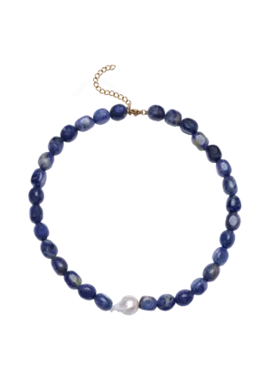 LAVANI JEWELS Nereida Lapis Lazuli And Pearl Necklace - Blue/white