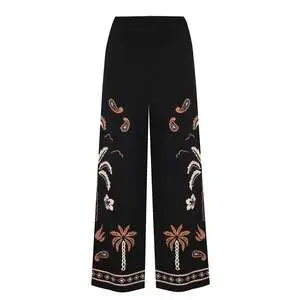 Loveist Store Knit Wide Leg Trousers With Graphic Pattern