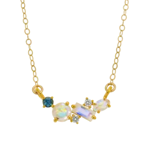 LA KAISER Rainbow Moonstone & Topaz Pendant Necklace - Gold