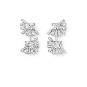 MAISON DE GALA Crystal Drop Earrings - Silver