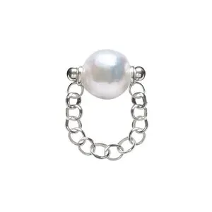 ORA PEARLS Chain Ring With Freshwater Pearl - Silver/white