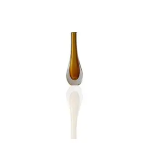 MARLETH Murano Colored Glass Vase – Amber Teardrop Form - Yellow