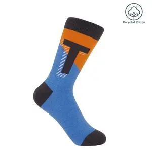 PEPER HAROW - MADE IN ENGLAND Alphabet Socks – T - Blue