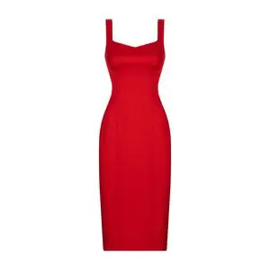 ELSAVA Midi Dress With Adjustable Laces And Zippers - Red