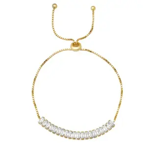 KYLIE HARPER Petite Baguette-cut Cz Adjustable Bracelet - Gold