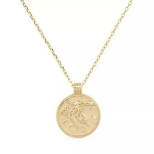 ELK & BLOOM Chunky Leo Coin Pendant Necklace - Gold