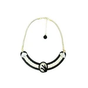 GISSA BICALHO Handmade Acrylic Cord And Pearl Necklace - Black