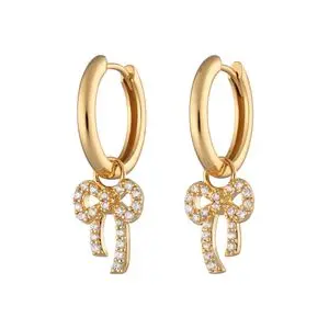 SCREAM PRETTY Bow Charm Hoop Earrings - Gold