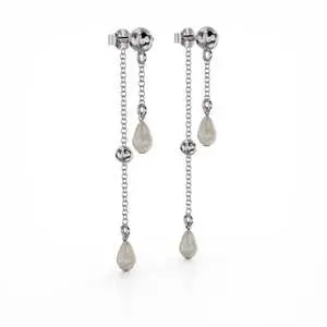 LINDA FIORE Ava Double Pearl Earrings - White/silver