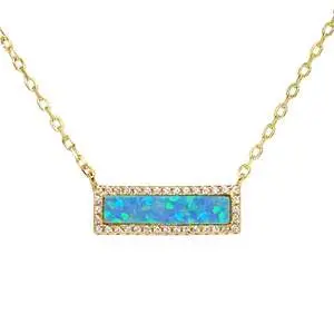 KAMARIA Opal Bar Necklace - Blue/gold
