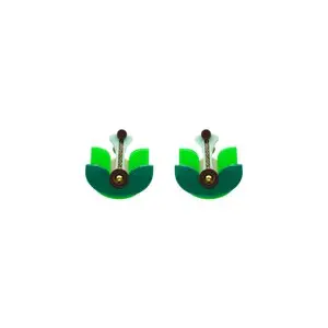 GISSA BICALHO Lotus Flower Acrylic Earrings - Green