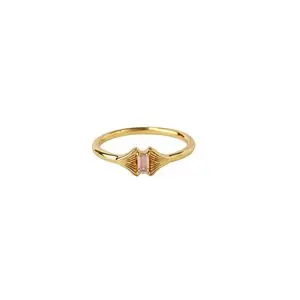 NASI SILVER Fin Baguette Ring In Spinel And Gold Vermeil - Pink