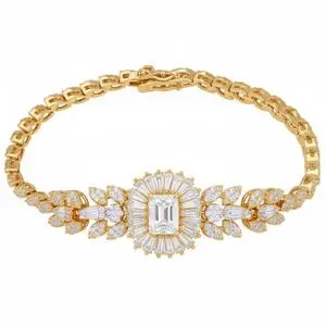 LATELITA Countess Gemstone And Moissanite Bracelet In Gold - White/gold
