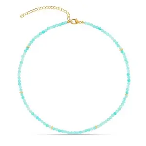 AMADEUS Ines Amazonite Gemstone Necklace - Blue/gold