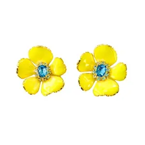 THE PINK REEF Floral Stud Earrings Yellow