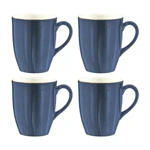 Turgla Home Dusk Round Porcelain Mug Set Of Four - Blue