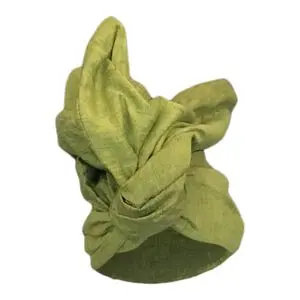 ROMER MILLINERY Twist Turban In Yarn Dye Linen Black/green