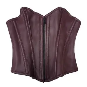 COOL CREATIVE Leather Corset With Zipper Detail - Red