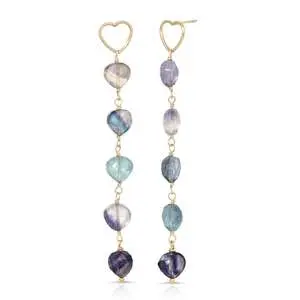 HEATHER HAWKINS Linear Heart Drop Earrings - Yellow