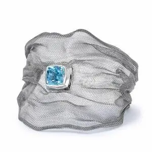 GERMAN KABIRSKI Silver & Titanium Mesh Bracelet With Topaz - Silver/blue