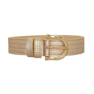 BELTBE Metal Buckle Leather Belt - Gold