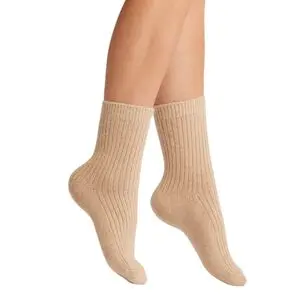 HIGH HEEL JUNGLE BY KATHRYN EISMAN Cashmere Ribbed Socks - Brown