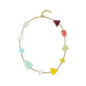 Saachi Geometric Shapes Chain Necklace - Brown