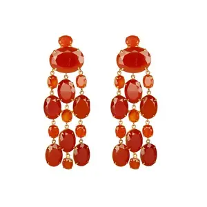 Bounkit Marysol Carnelian Dangle Earrings - Gold