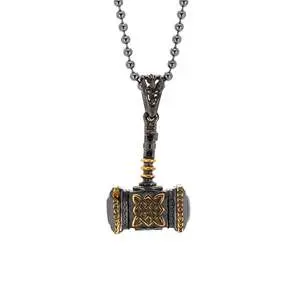 EBRU JEWELRY Viking Thor Hammer Pendant Necklace - Gold/silver