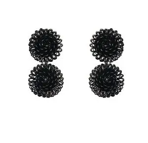 Pat’s Jewelry Double Pompom Clip-on Earrings - Black