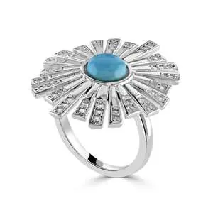 LUCY QUARTERMAINE Sterling Turquoise Ring - Silver